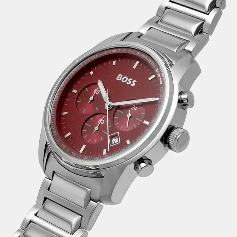 Hugo Boss Trace Series Chronograph Maroon Dial Men's Watch- 1514004 ...