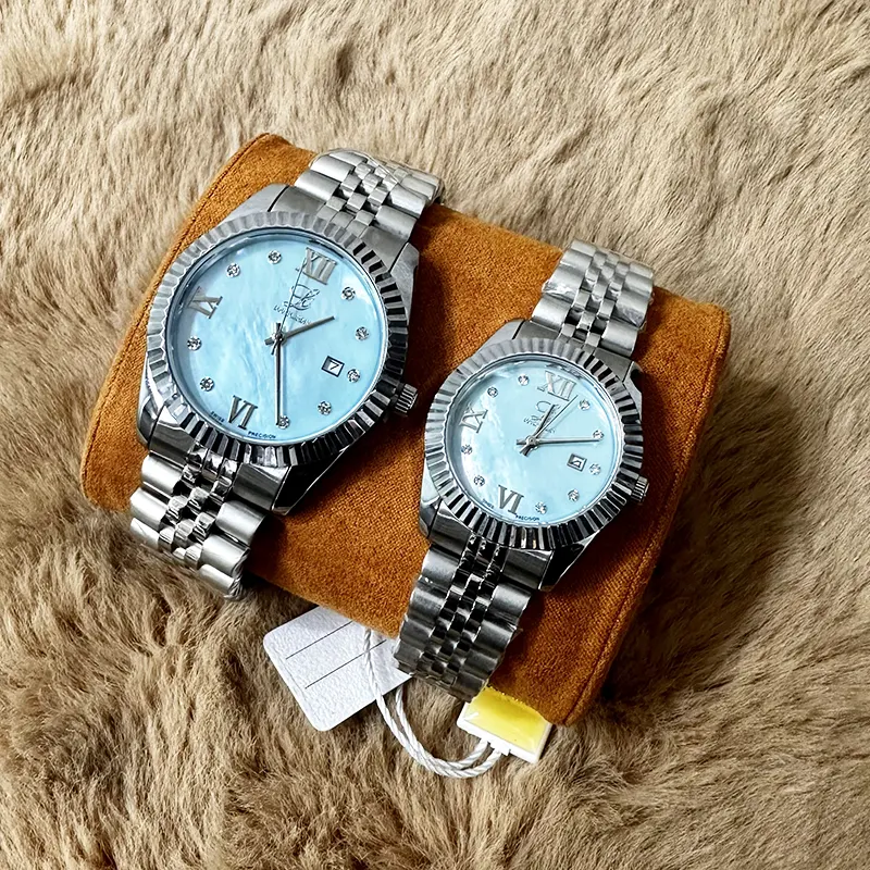 Louis Cardin Tiffany Blue Dial Couple Set- 1800G/8800L | Watch Shop BD