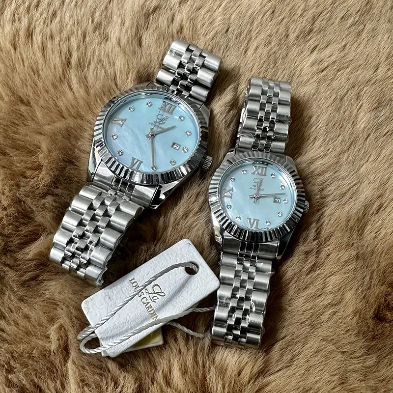 Louis Cardin Tiffany Blue Dial Couple Set- 1800G/8800L | Watch Shop BD