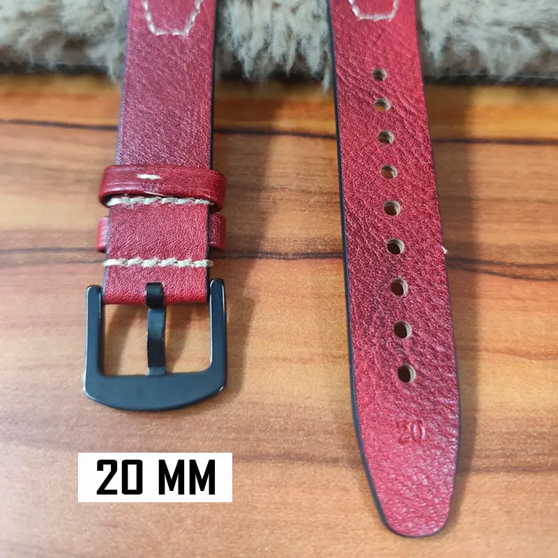 20mm Red Watch Strap Genuen Leather Premium Quality | Watch Shop BD