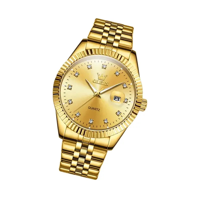 Olevs Gold Dial Gold-tone Special Couples Watch- 5526 | Watch Shop BD