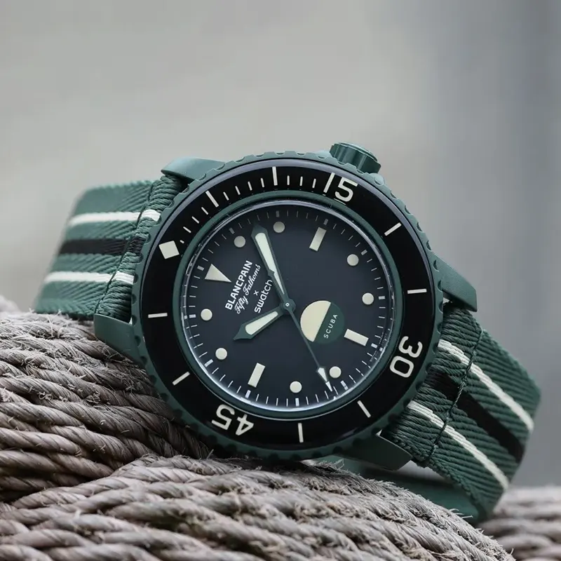 Blancpain x Swatch Fifty Fathoms “Green Abyss Sistem51” Men’s Watch ...