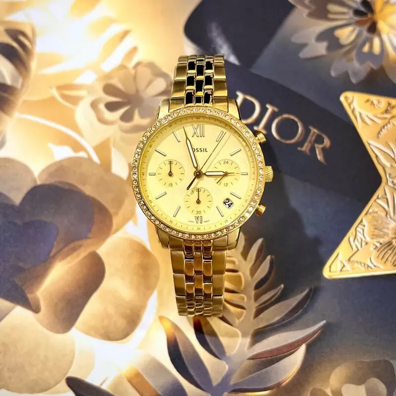 Fossil Neutra Chronograph Gold Dial Ladies Watch- ES5219 | Watch Shop BD
