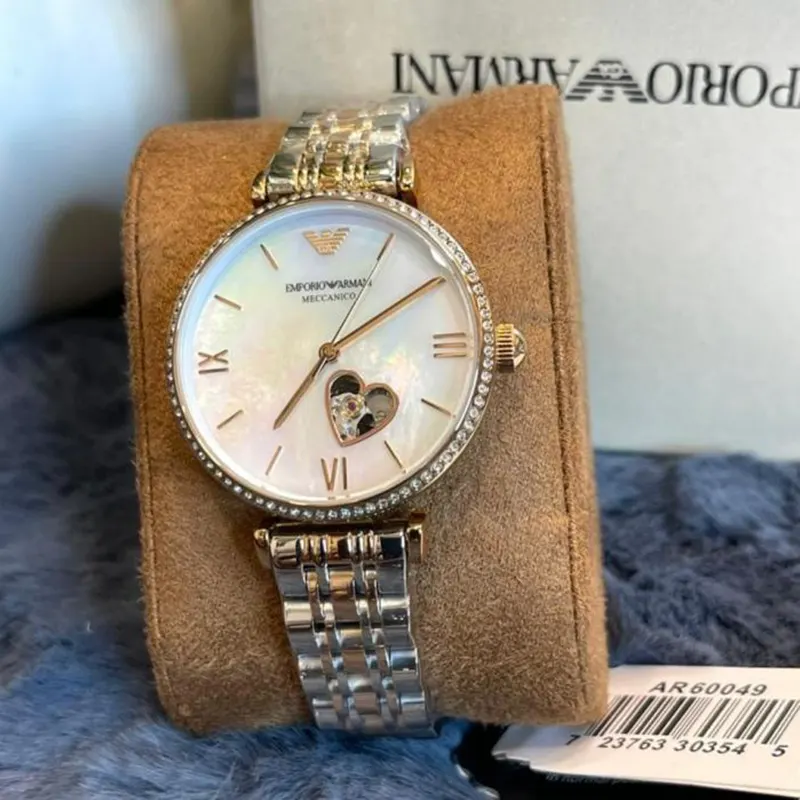 Emporio Armani Gianni T-Bar Automatic Open Heart Dial Ladies Watch ...