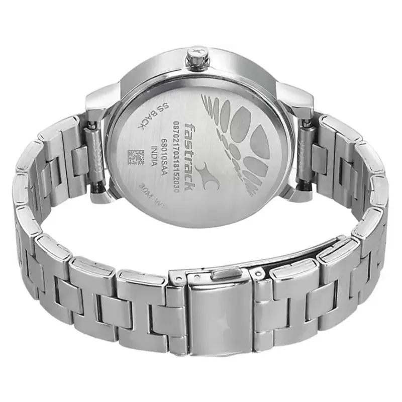 Fastrack Fundamentals Eastern Blue Dial Silver Ladies Watch- 68010SM02 ...