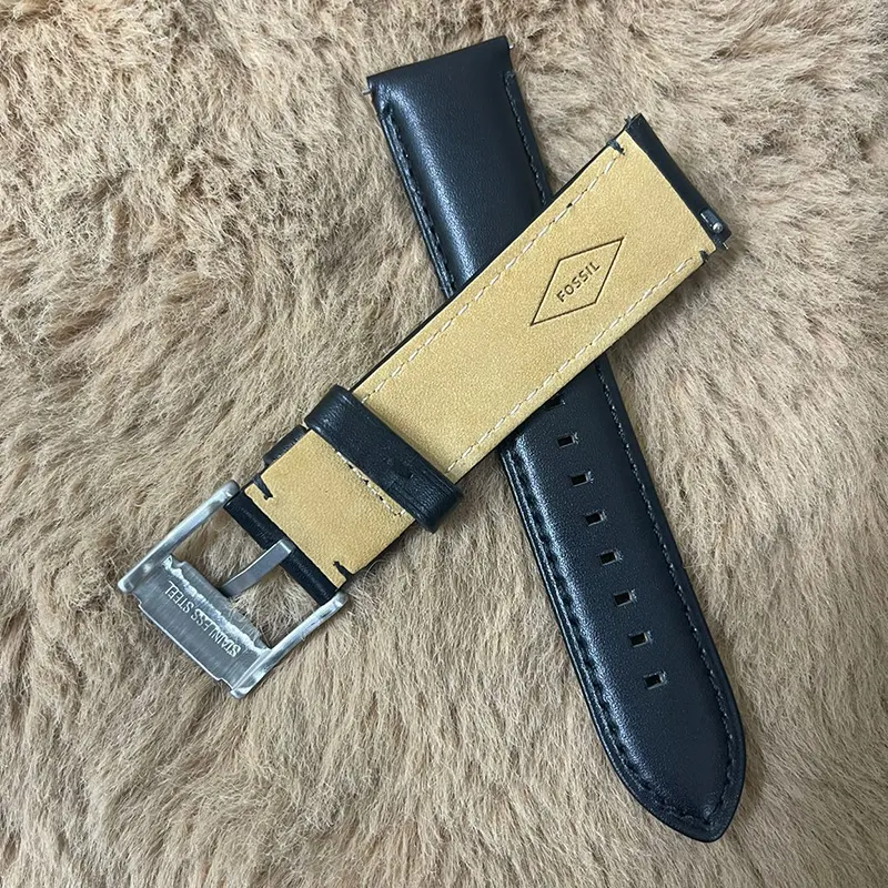 Fossil 22mm Black Leather Watch Strap - Durable Timepieces | Watch Shop BD