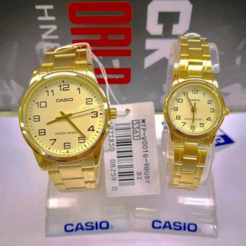 Casio Gold-tone Couple Watch- MTP/LTP-V001G-9B | Watch Shop BD