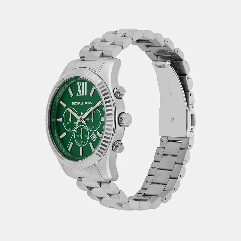 Michael Kors Lexington Green Dial Silver Men's Watch- MK9152 | Watch ...