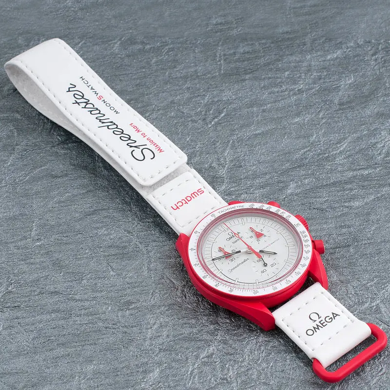 Omega x Swatch Fiery Red Mission to Mars Bioceramic Moonswatch SO33R100 ...