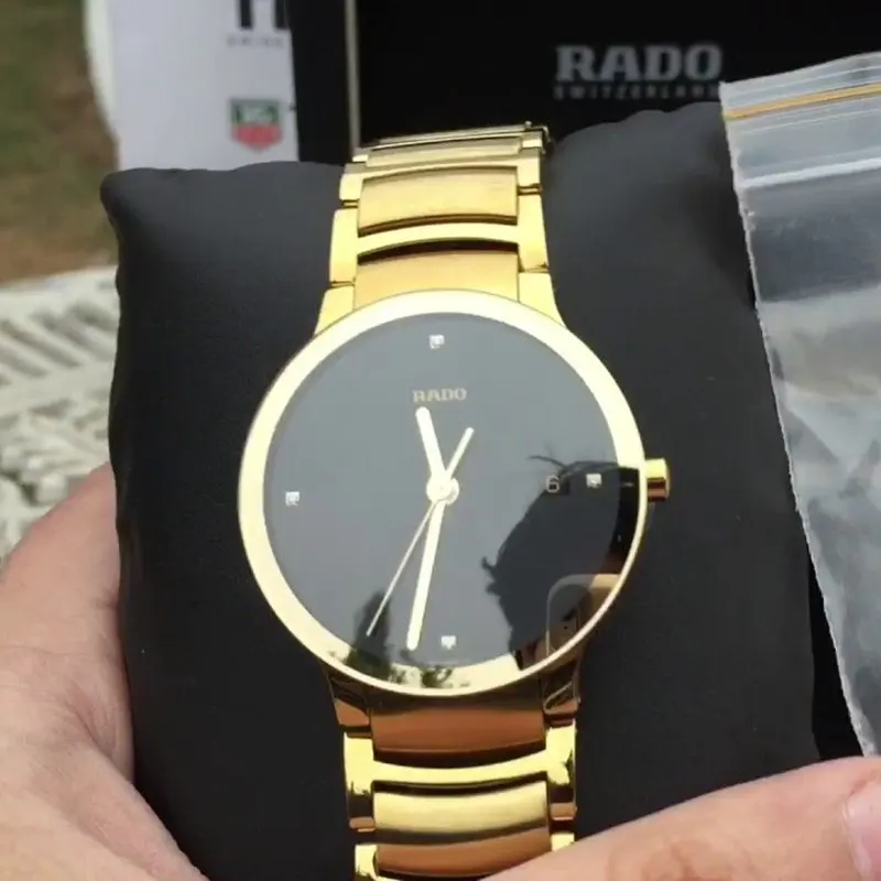 Rado Centrix Yellow Gold-tone with Diamond Markers Men's Watch ...