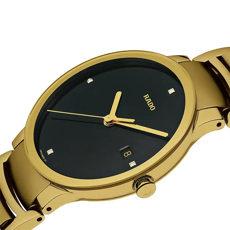 Rado Centrix Yellow Gold-tone with Diamond Markers Men's Watch ...