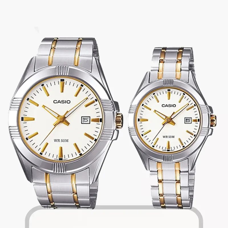 Casio Two-tone White DIal Couple Watch- MTP/LTP-1308SG-7AVDF | Watch ...