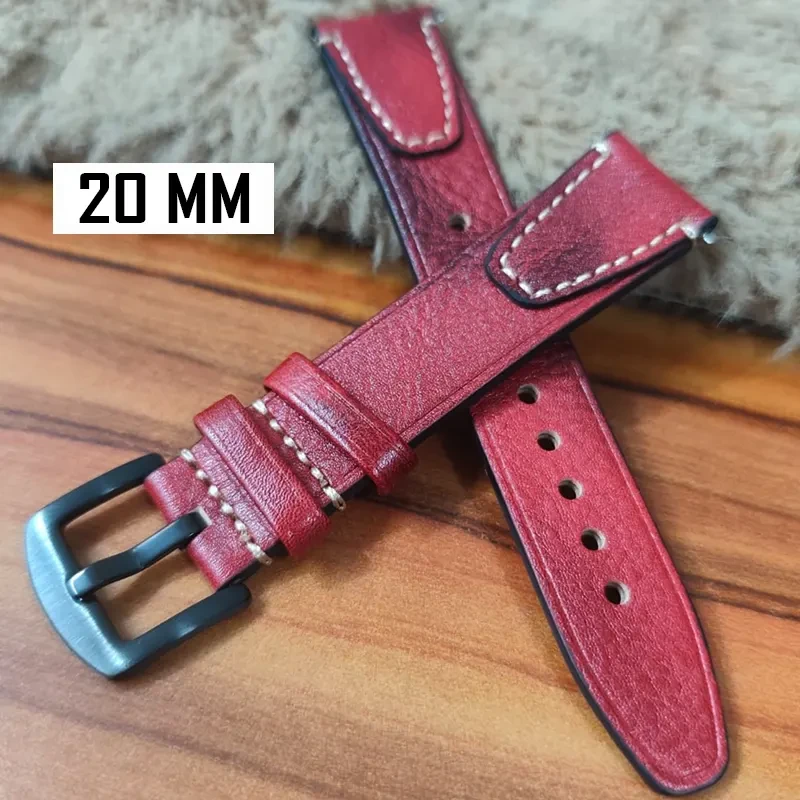 20mm Red Watch Strap Genuen Leather Premium Quality | Watch Shop BD