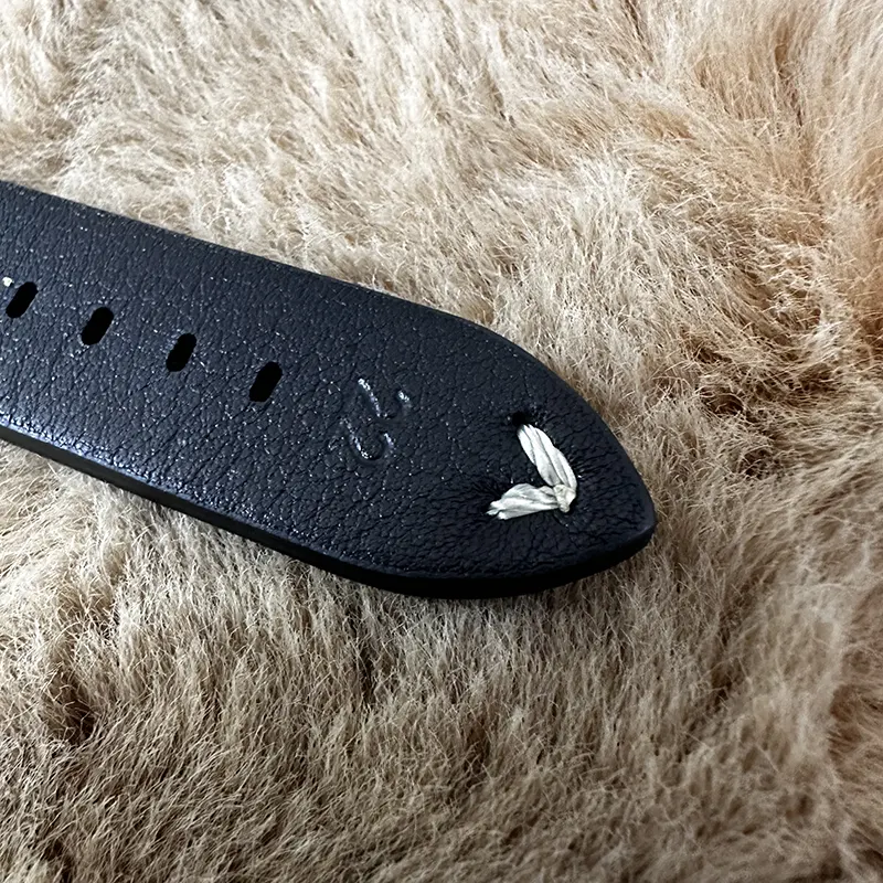 22mm BLack Leather Sweat-Resistant Watch Strap – Replacement Band ...