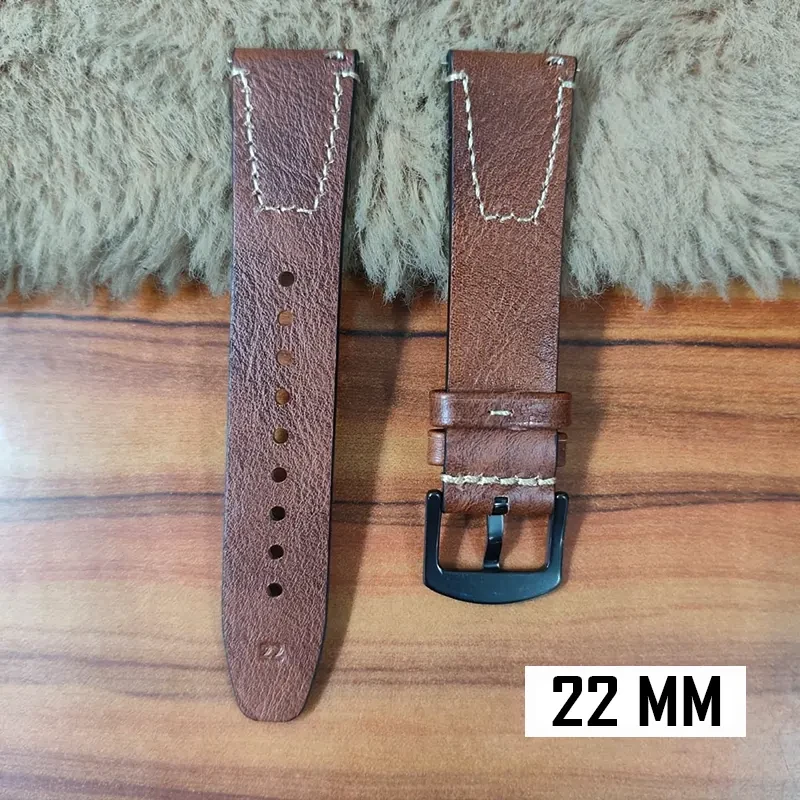 22mm Brown Premium Quality Pure Leather Watch Strap | Watch Shop BD