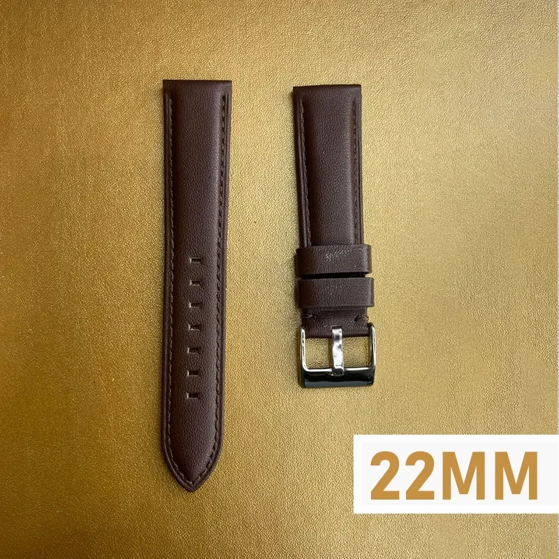 22mm Coffee Leather Craftsmanship Durable Watch Strap | Watch Shop BD