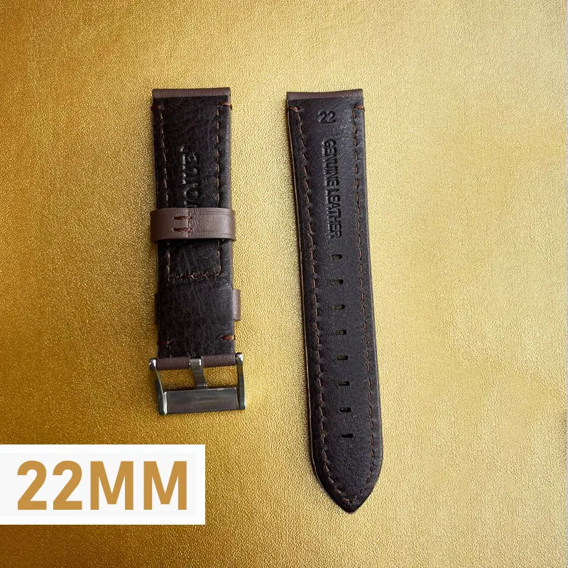 22mm Coffee Leather Craftsmanship Durable Watch Strap | Watch Shop BD