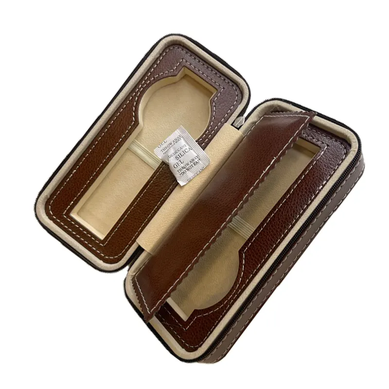 2 SLot Brown Leather Watch Box Premium Quality | Watch Shop BD