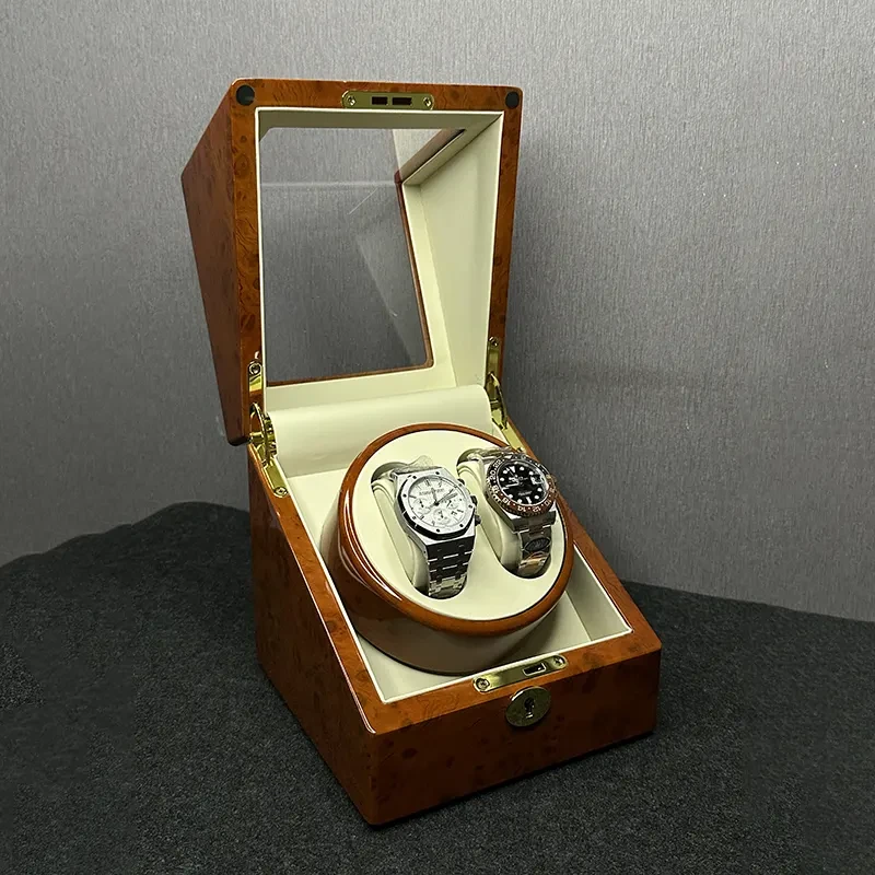2 Slots Brown Automatic Watch Winder– Luxury Watch Storage for ...