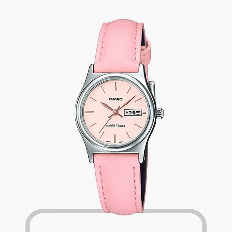 Casio Pink Dial Pink Leather Quartz Ladies Watch- LTP-V006L-4B | Watch ...