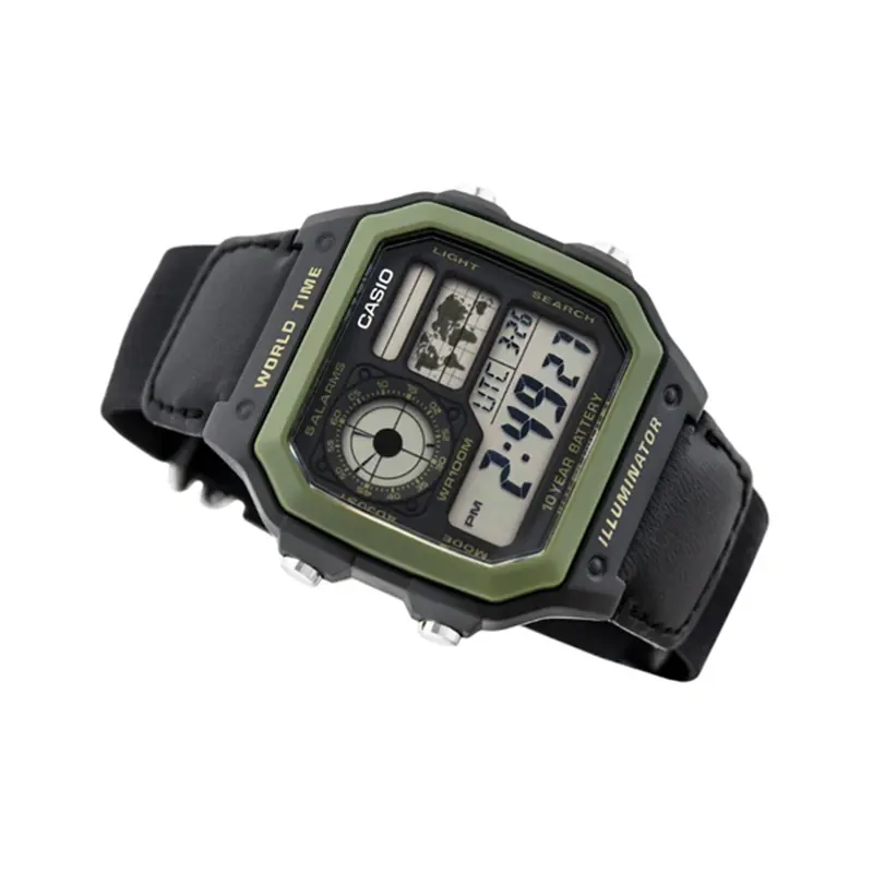 Casio Youth World Timer Digital Men's Watch- AE-1200WHL-5AV | Watch Shop BD
