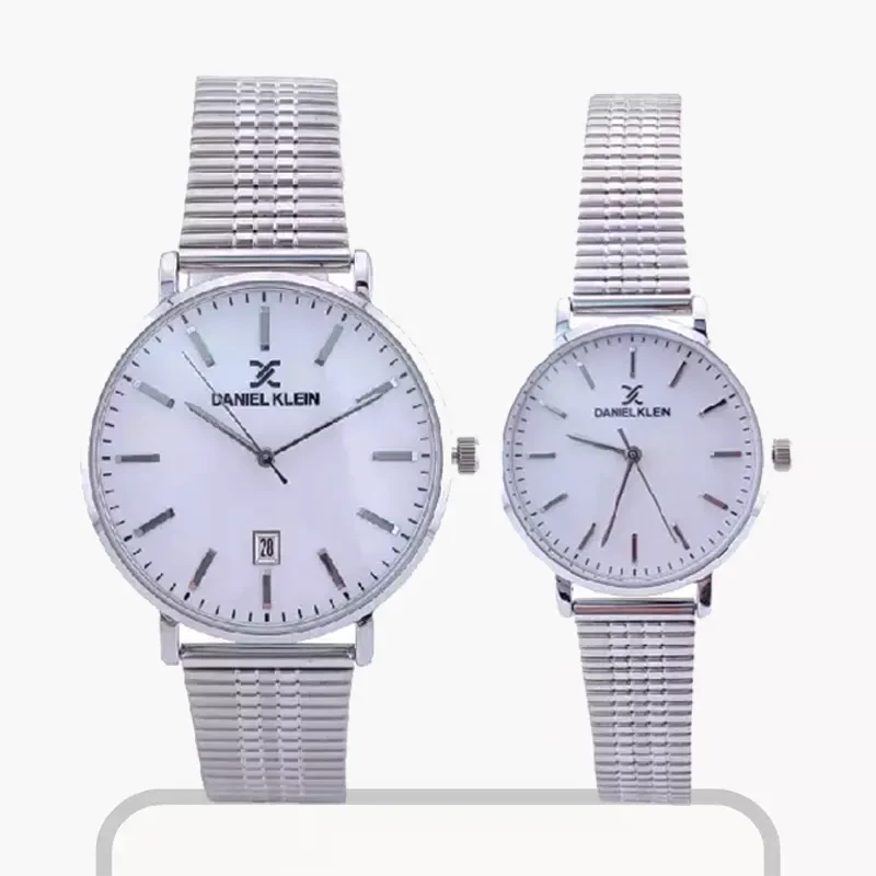 Daniel Klein White Dial Silver-tone Couple Set- DK.1.13577-1 | Watch ...