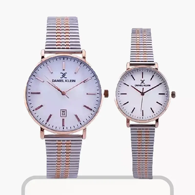 Daniel Klein White Dial Two-tone Couple Set- DK.1.13577-4 | Watch Shop BD