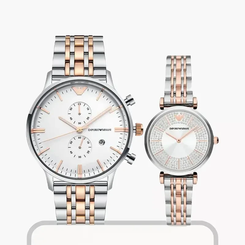 Emporio Armani Gianni T-Bar Two-tone Couple Watch- AR0399-AR11537 ...