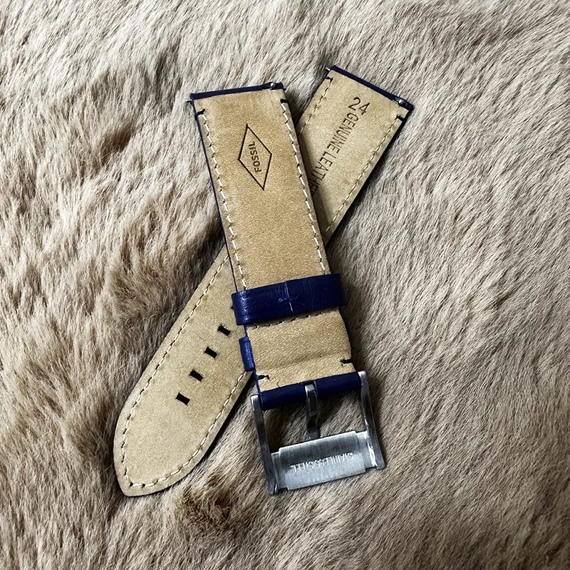 Fossil 24mm Deep Blue Leather Strap – Classic & Elegant Watch Band ...