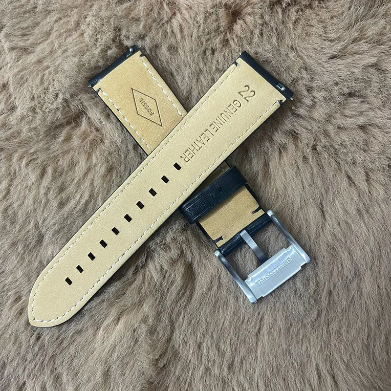 Fossil 22mm Black Leather Watch Strap - Durable Timepieces | Watch Shop BD