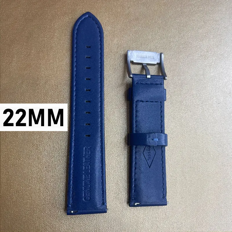 Fossil 22mm Full Blue On Front and Back Durable Leather Watch Strap ...