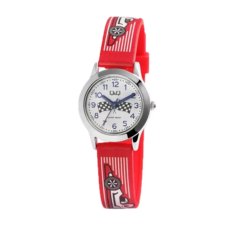 Q&Q Quartz White Dial Resin Red Strap Watch- QC29J334Y | Watch Shop BD