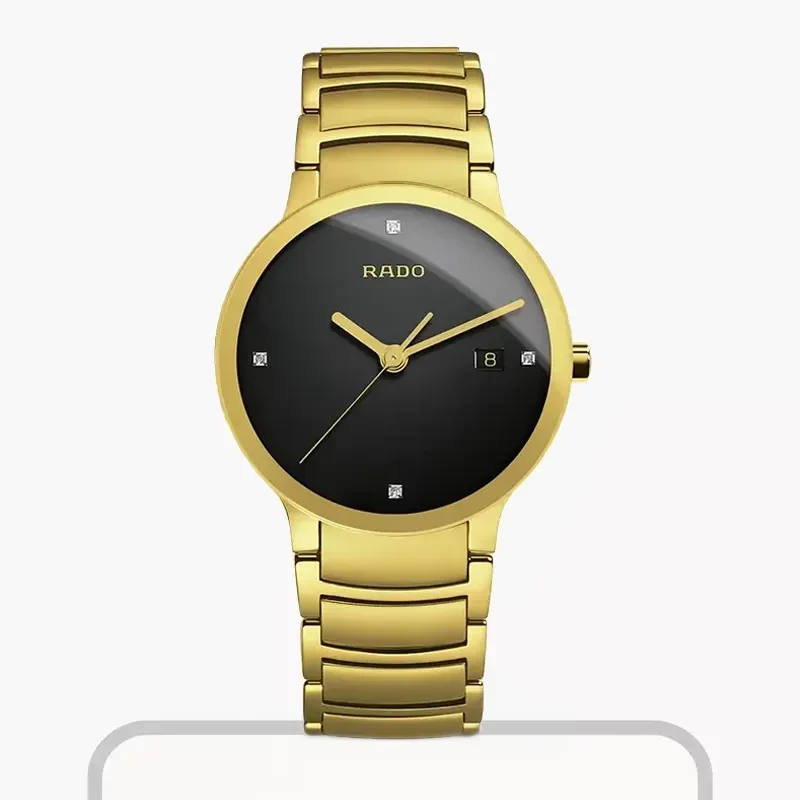 Rado Centrix Yellow Gold-tone with Diamond Markers Men's Watch ...