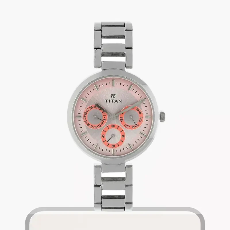 Titan Workwear Pink Window Dial Ladies Watch- 2480SM05 | Watch Shop BD