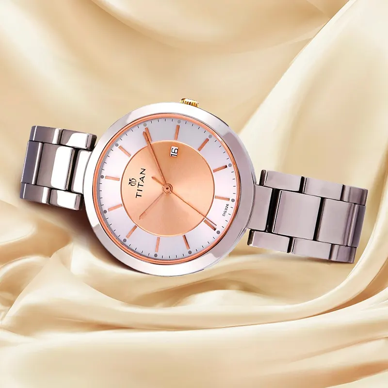 Titan Workwear Rose Gold Dial Fashion Ladies Watch- 2480KM01 | Watch ...