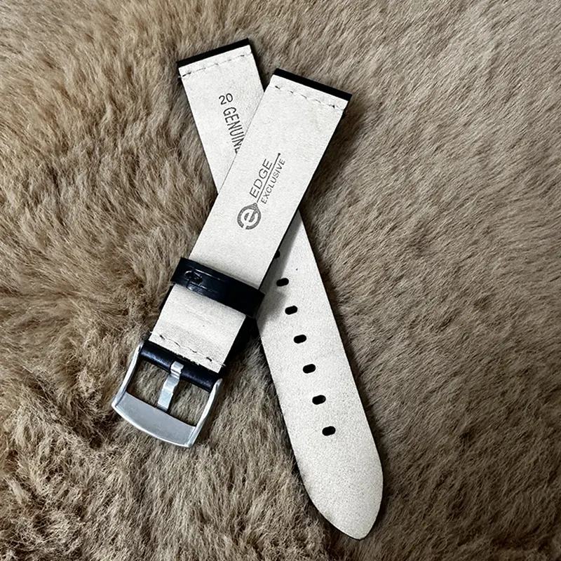 20mm Black Plain Leather Watch Strap – Durable Band | Watch Shop BD