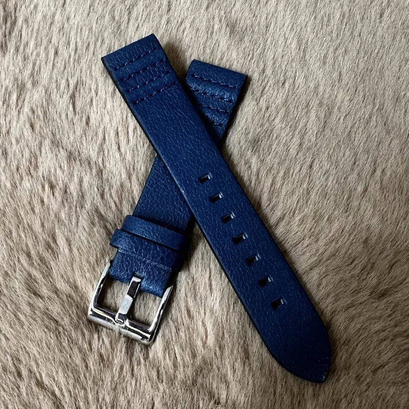 20mm Blue Leather Sweat-Resistant Watch Strap – Durable Replacement ...